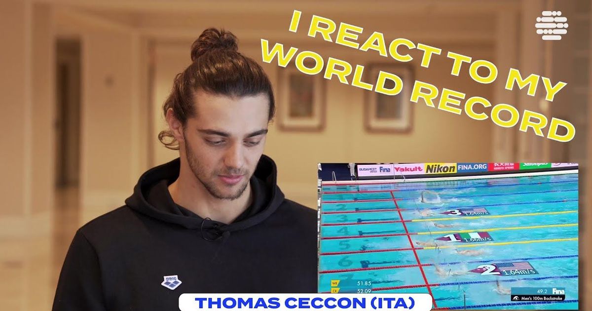 THOMAS CECCON (ITA) Reacts to 100m Backstroke World Record