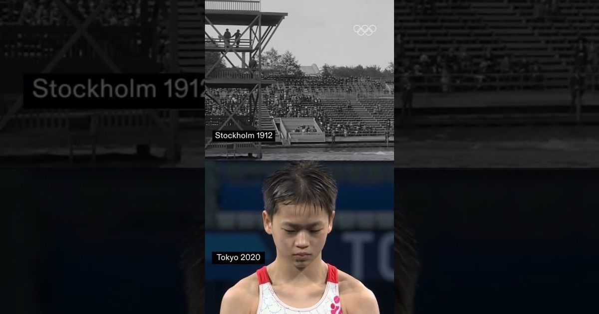 Diving 108 years apart 🤩 Stockholm 1912 vs Tokyo 2020 #diving 📹 @olympics